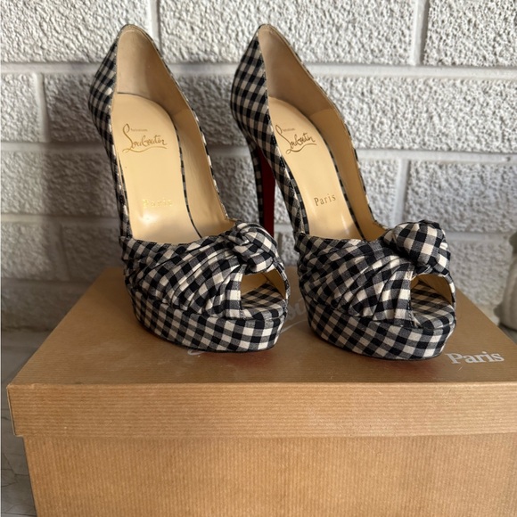 Christian Louboutin | Shoes | Christian Louboutin Gingham Peeptoe Heels ...